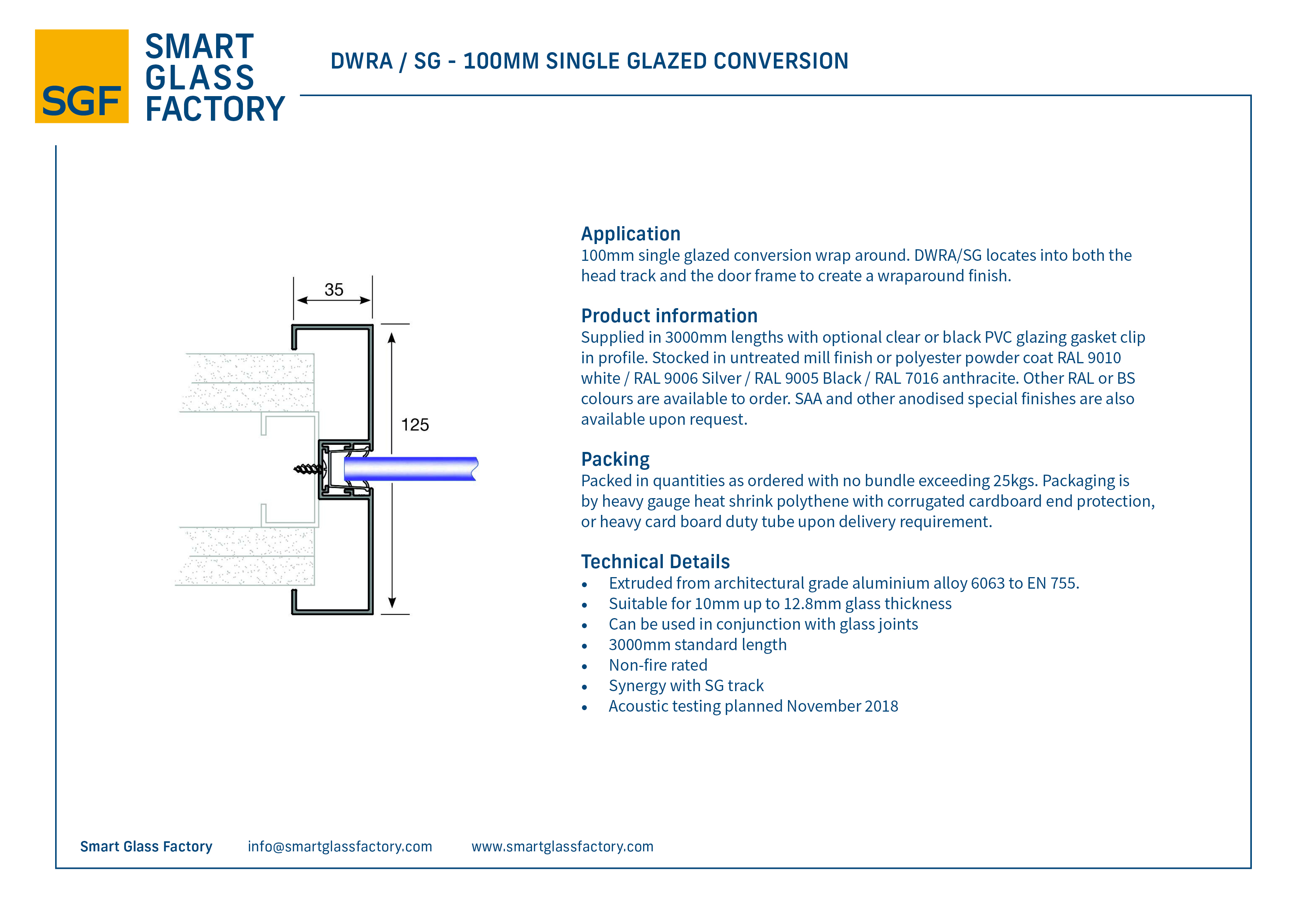 DWRA-SG, 100mm Wrap Around Single Glazed Head/ Abutment